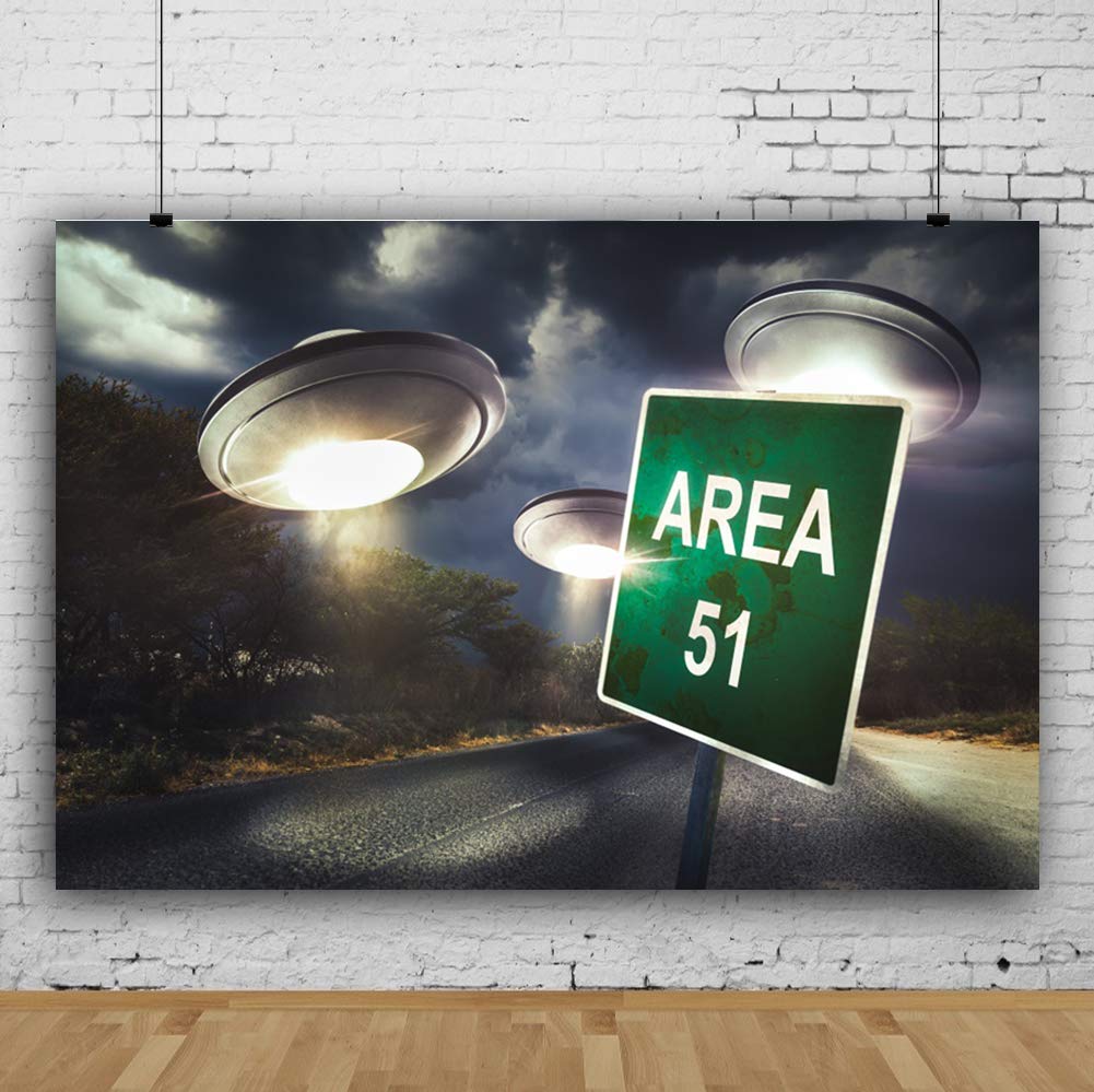 Buy CSFOTO 5x3ft Area 51 Backdrop Flying Saucer UFO Alien Theme ...