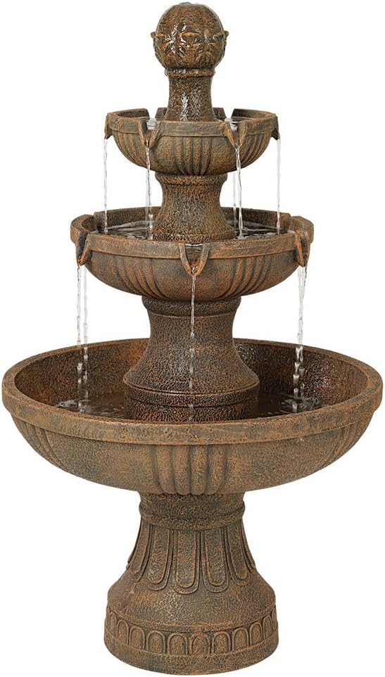 Amazon.com: Solid Rock Stoneworks 2 Tier Ribbed Basin Fountain - 52 ...