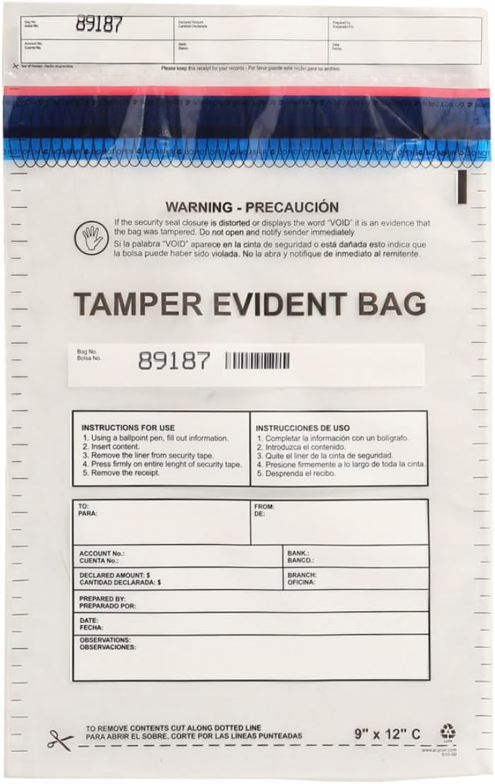 Amazon.com : Adsure Plastic Bank Deposit Bags 9"x12"|Secure Bank ...