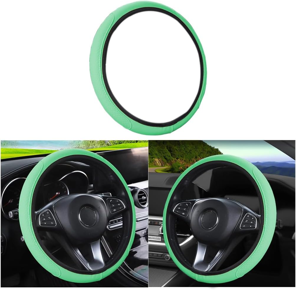 Amazon.com: LoyaForba Leather Steering Wheel Cover, Auto Car Stretch ...