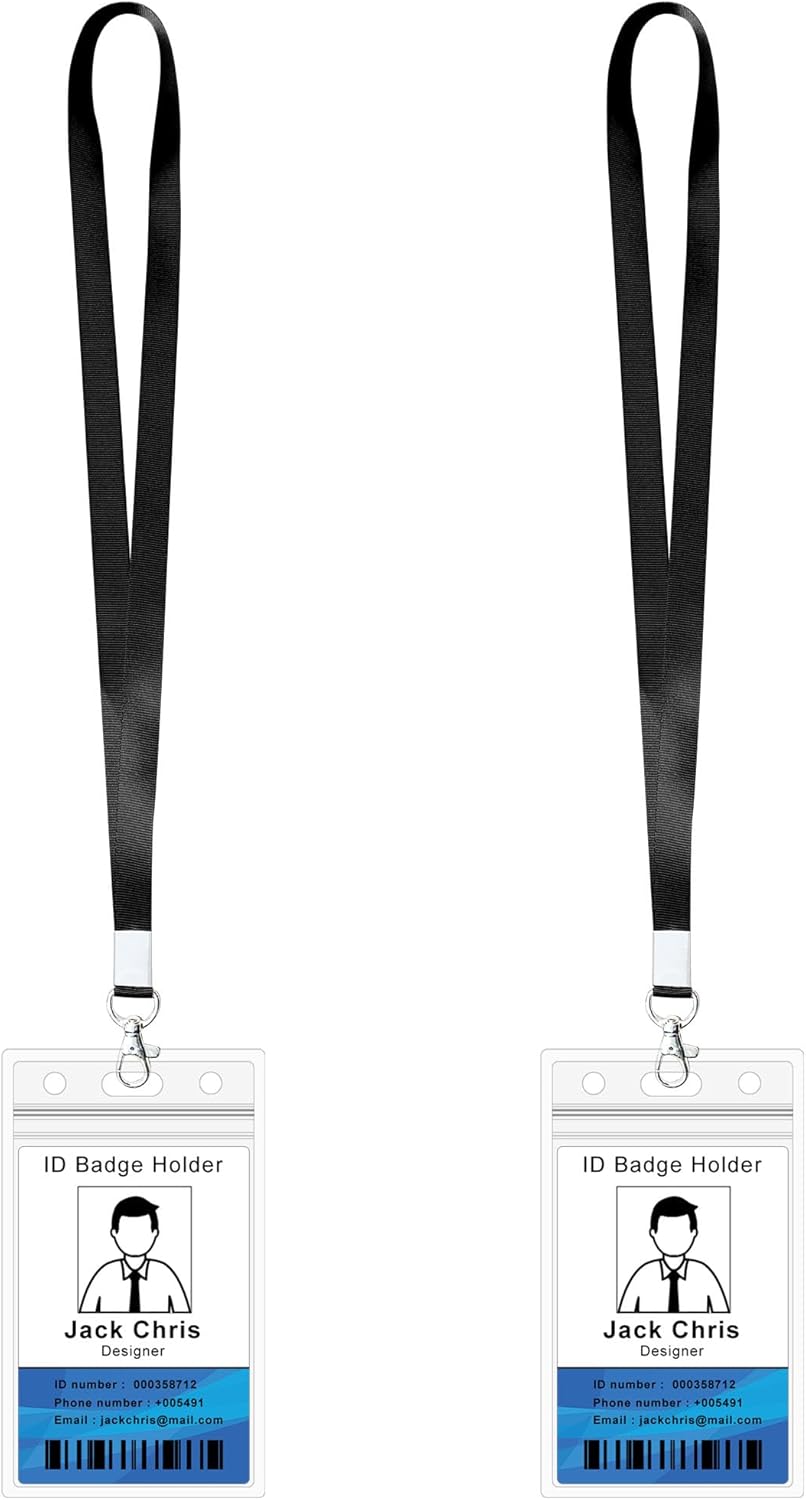 Amazon.com : Badge Holder/Id Card Holders (2 Extra Thick Clear ID Cases ...