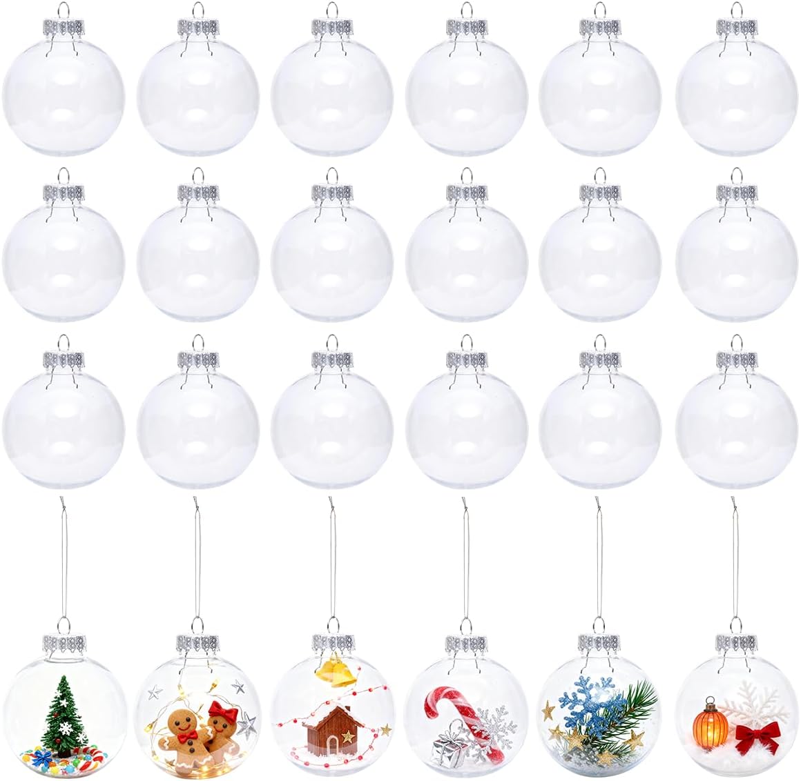 AEIFULU 24 Piezas Esferas Transparentes de Plastico Decoración, Esferas ...