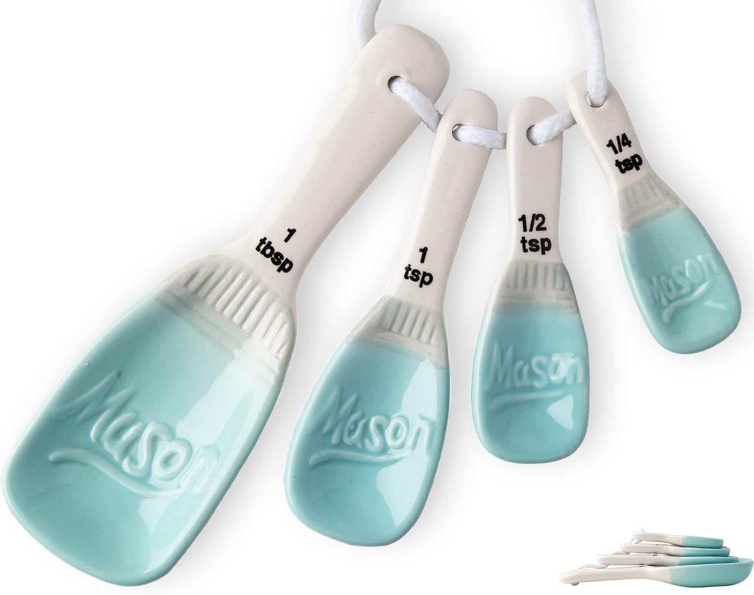 Amazon.com: Comfify Ceramic Mason Jar Spoon Set – Aqua Blue Nesting ...