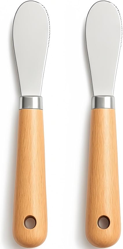 LacusMare Butter Knife Set of 2 – 7.5" Beechwood Handle Butter Knives ...