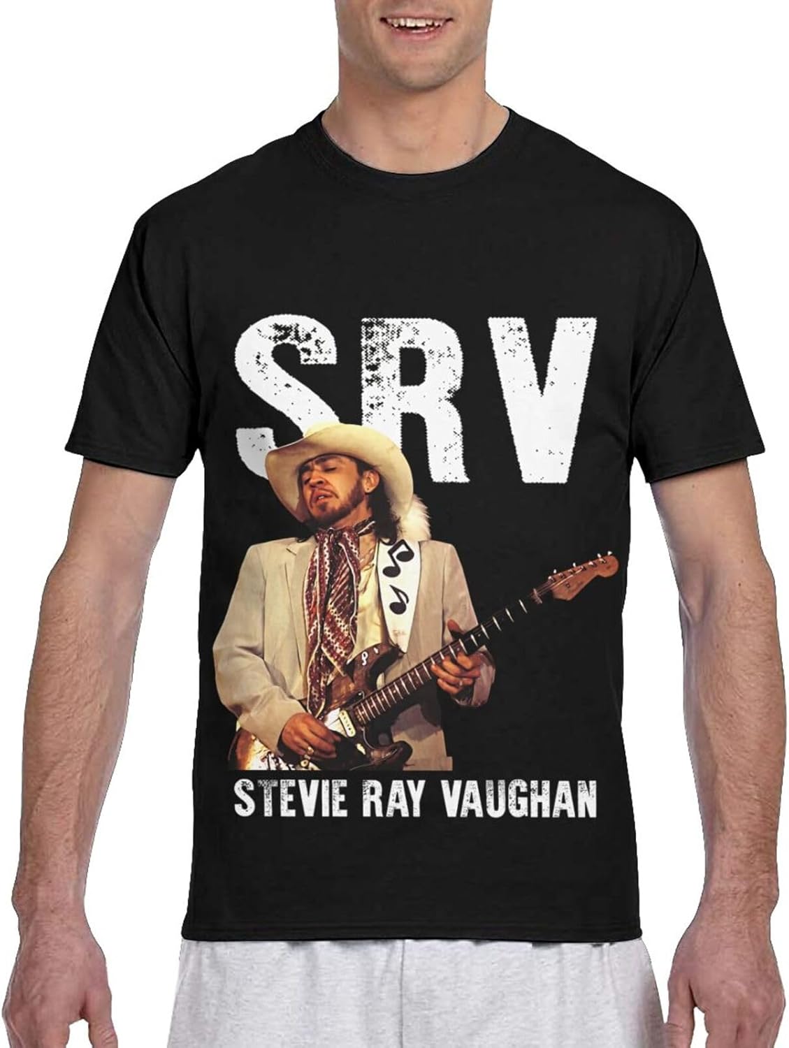 Amazon.com: Stevie Ray Music Vaughan T Shirt Men's Casual Tee Summer ...