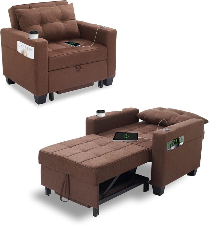 DURASPACE Futon Sofa Bed, 3 in 1 Convertible Sofa Chair Bed, Adjustable ...