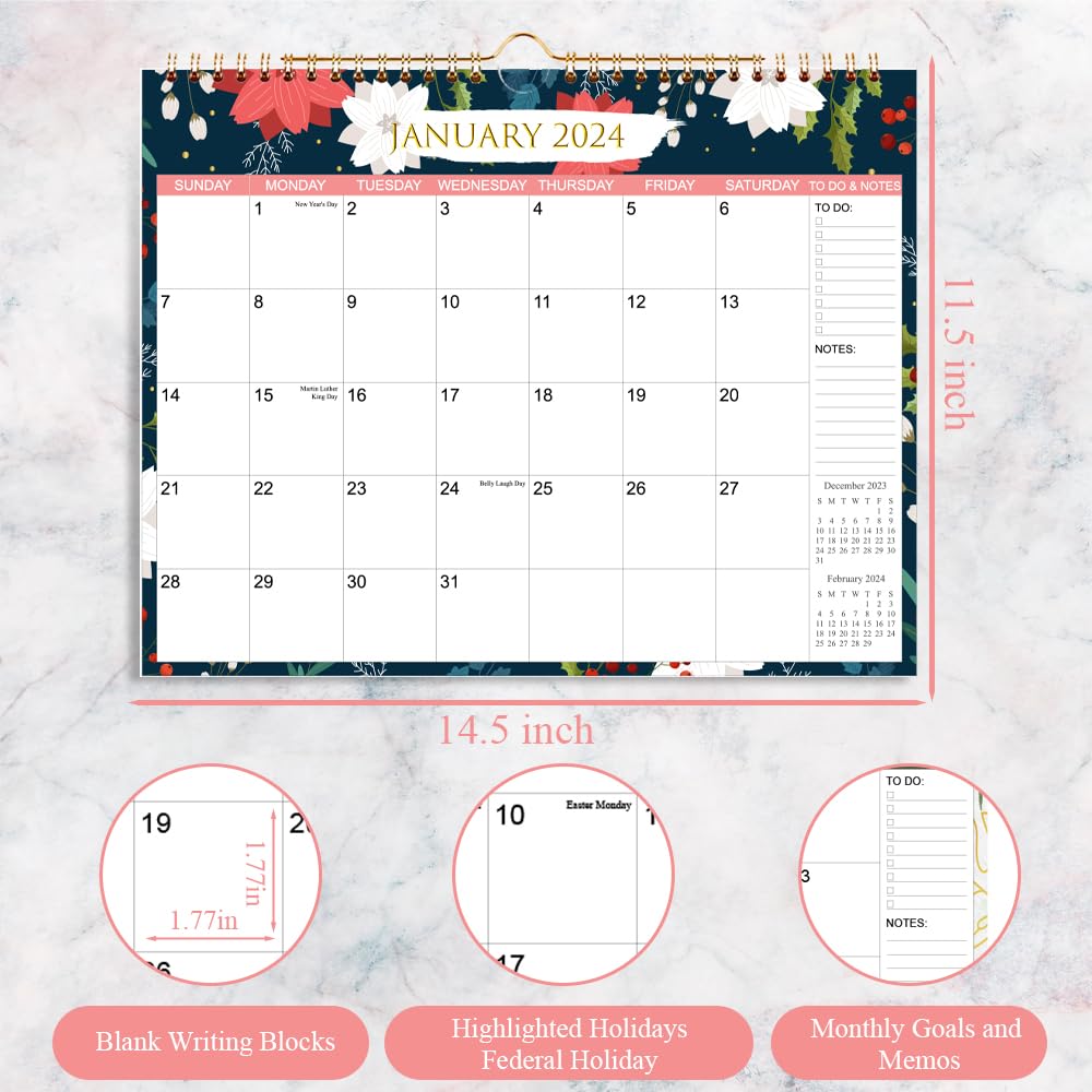 Snapklik.com : 2024 Calendar - Wall Calendar 2024 Monthly Planner From ...