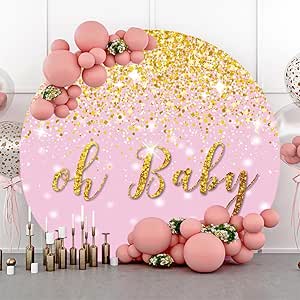 Amazon.com : AOFOTO 6x6ft Oh Baby Round Backdrop Cover Pink Golden ...