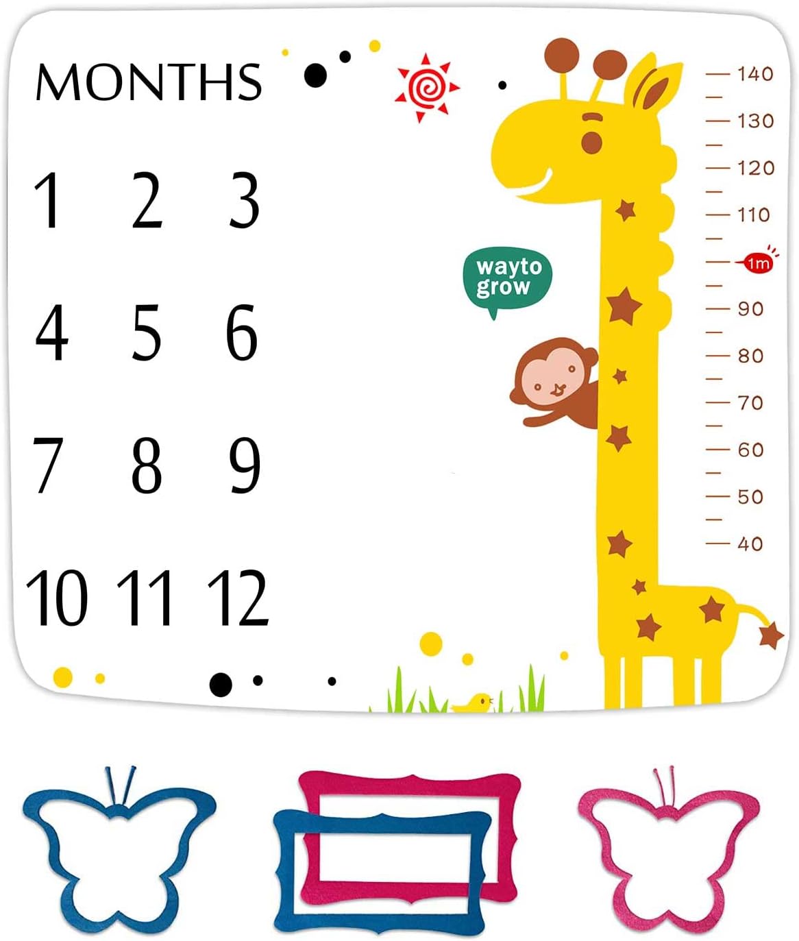 Amazon.com: FHZON Giraffe Milestone Blanket Monkey Height Measurement ...