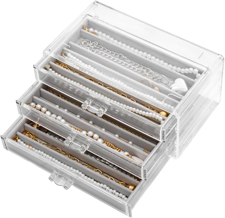 Amazon.com: YUFONG Necklace Holder Organizer, Dustproof Necklace Box ...