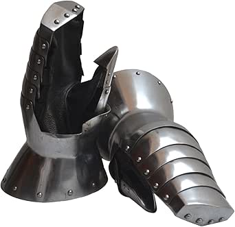 Amazon.com: Medieval Steel Mitten with Leather Gloves Metal Mitten LARP ...