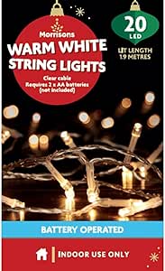 Morrisons 20 Led Battery Warm White String Lights : Amazon.co.uk: Lighting