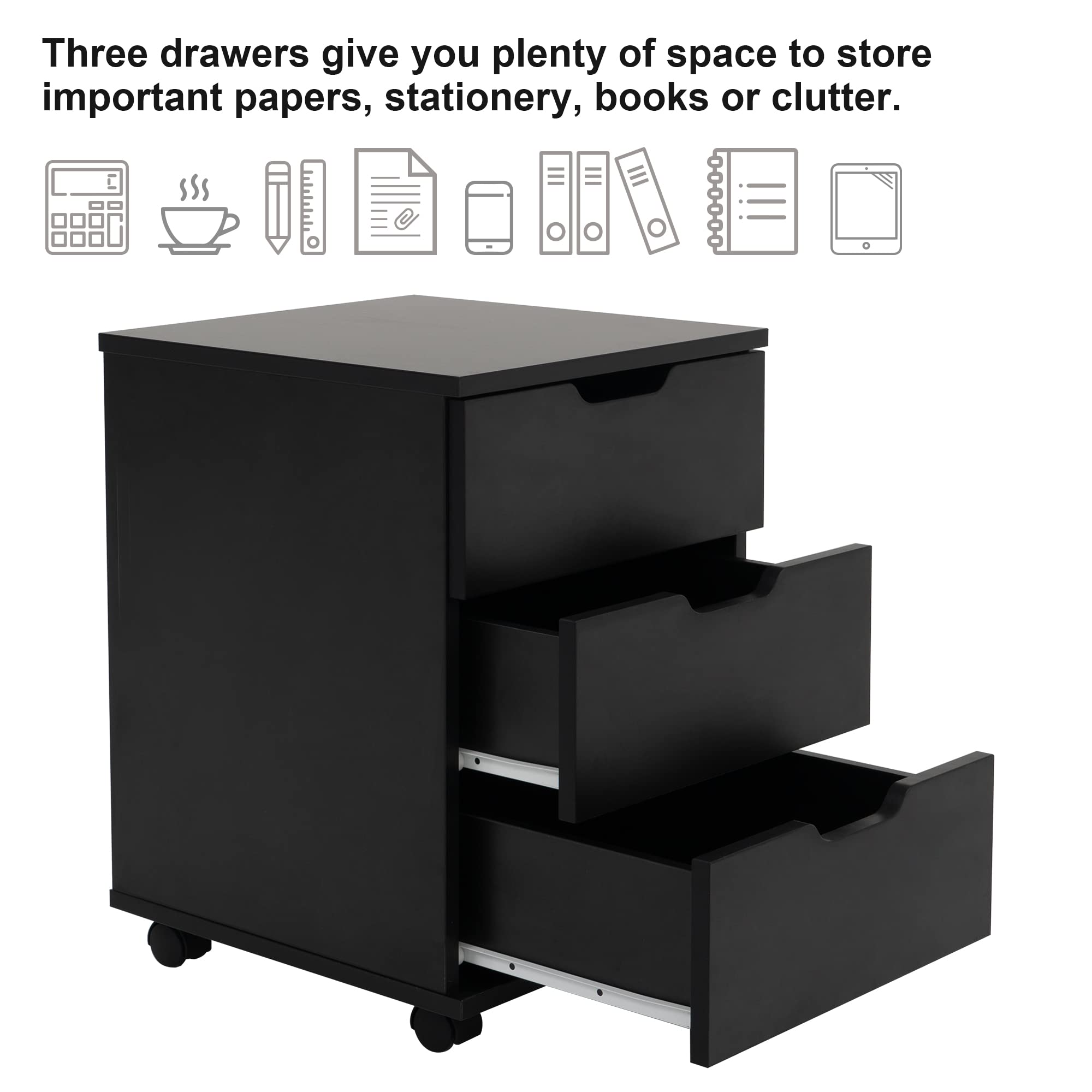 Snapklik.com : Farini 3-Drawer Vertical Filing Cabinet Rolling Wood ...