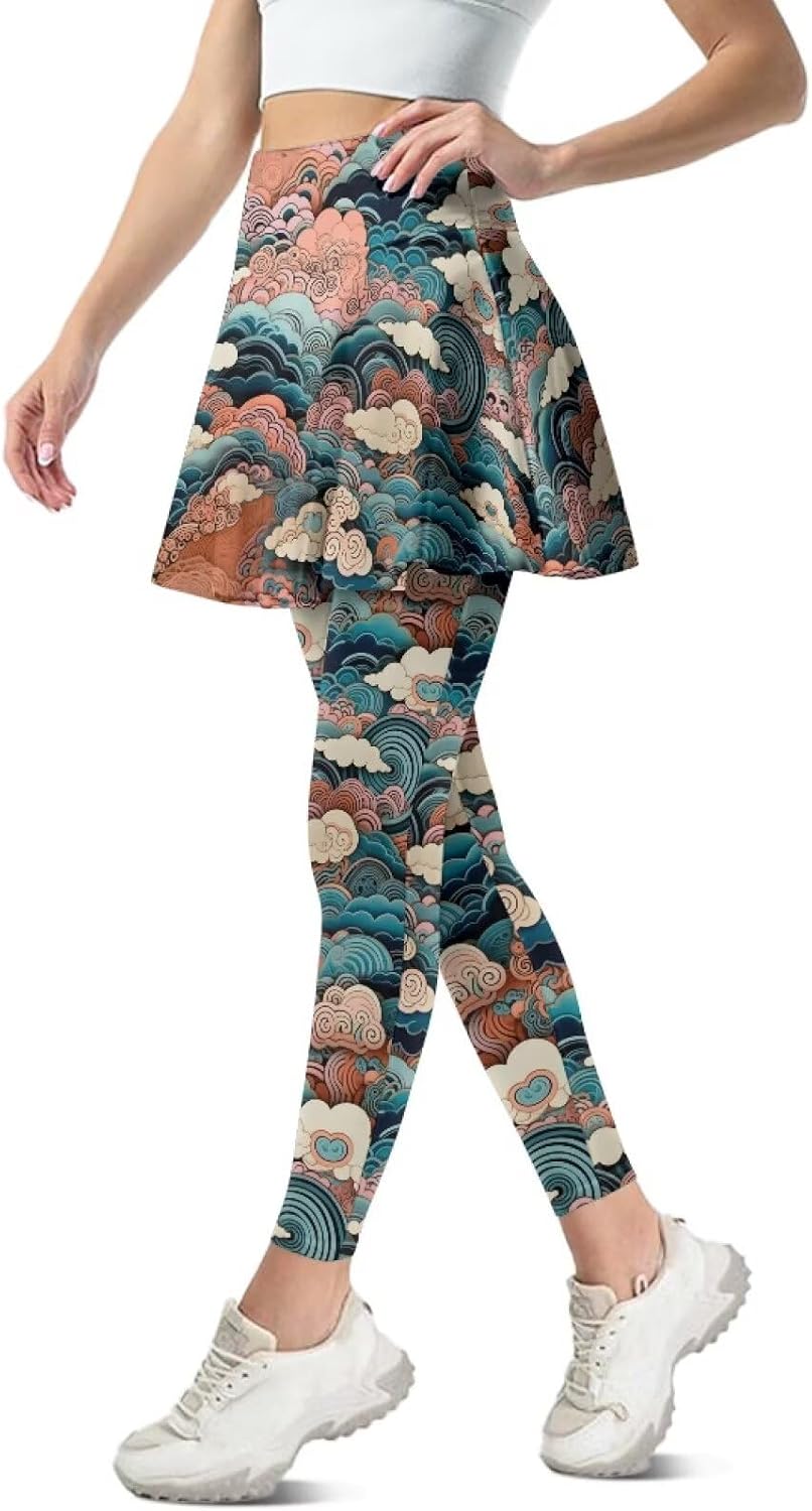 Amazon.com: Frestree Tie Dye Yoga Legging with Skirts, Colorblock Cow ...