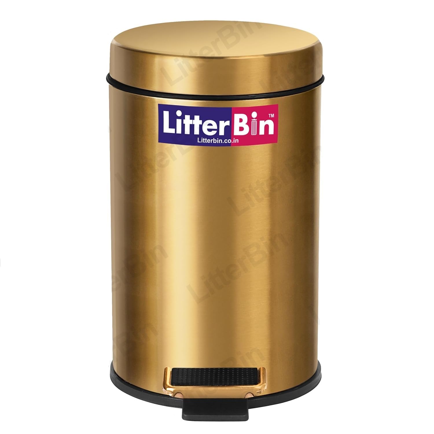 LITTERBIN Stainless Steel Pedal Dustbin with Lid | Small Compact Space Saver SS Trash Can for ...