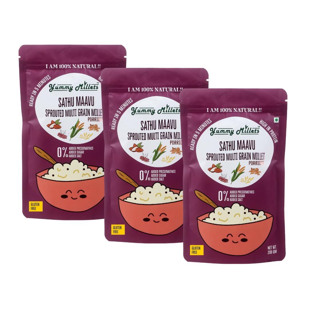 YUMMY MILLETS Sprouted Sathu Maavu Porridge Mix | Ragi, Moong, Chana ...