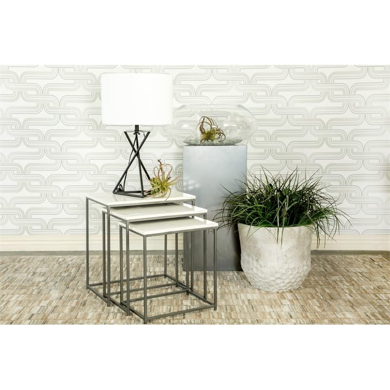 Coaster Home Furnishings Caine Nesting Table, White and Gunmetal