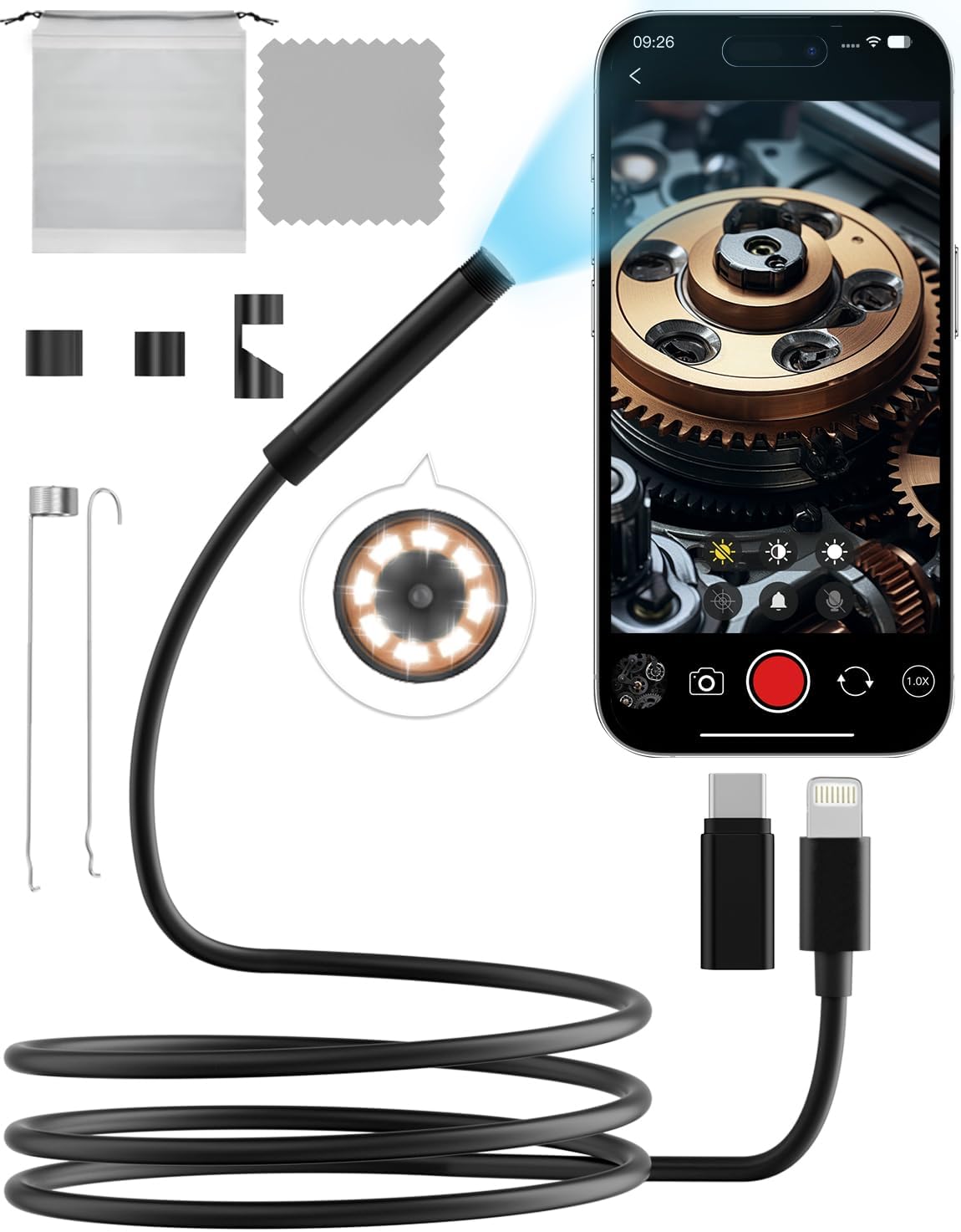 Amazon.com: Endoscope Camera, Endoscope Camera with Light 1920P HD with ...