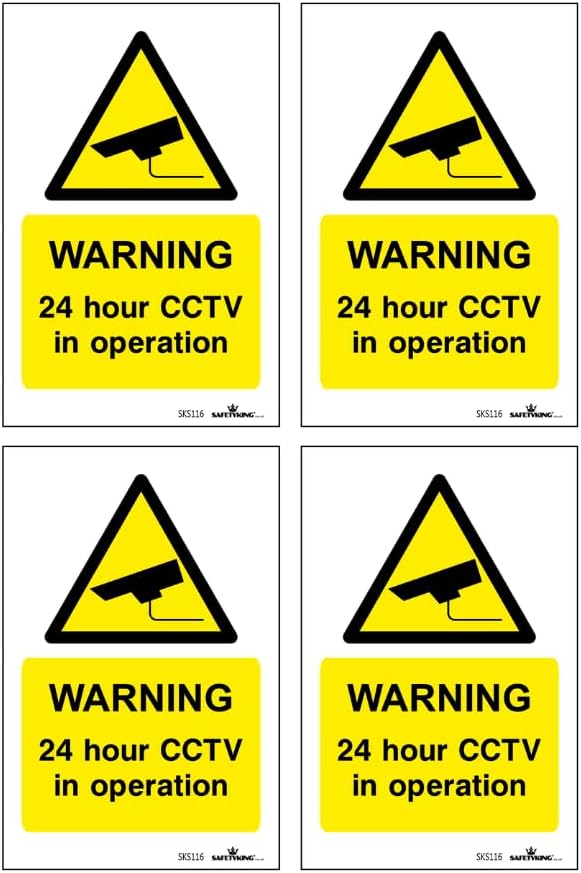 SAFETYKING® Pack Of 4 CCTV Sign Stickers 10cm x 6.5cm | Waterproof ...