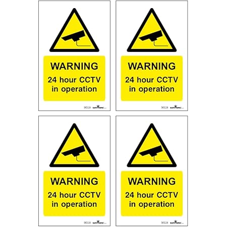 SAFETYKING® Pack Of 4 CCTV Sign Stickers 10cm x 6.5cm | Waterproof ...