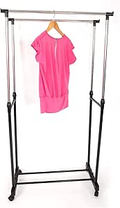 Amazon.com: Double Rod Clothing Garment Rack, Rolling Hanging Clothes ...