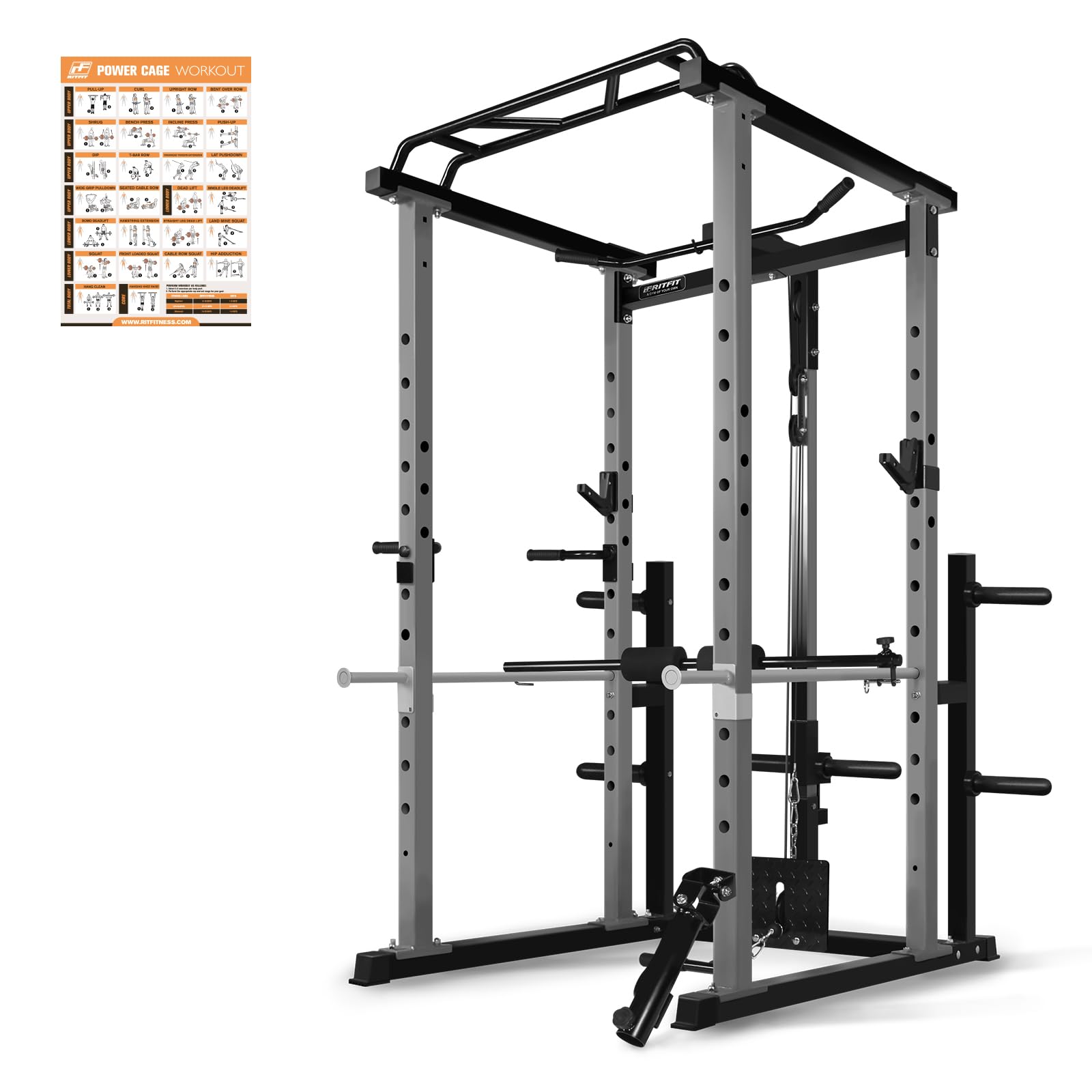 Buy RitFit Power Cage with Optional LAT PullDown/Cable Crossover/Smith ...