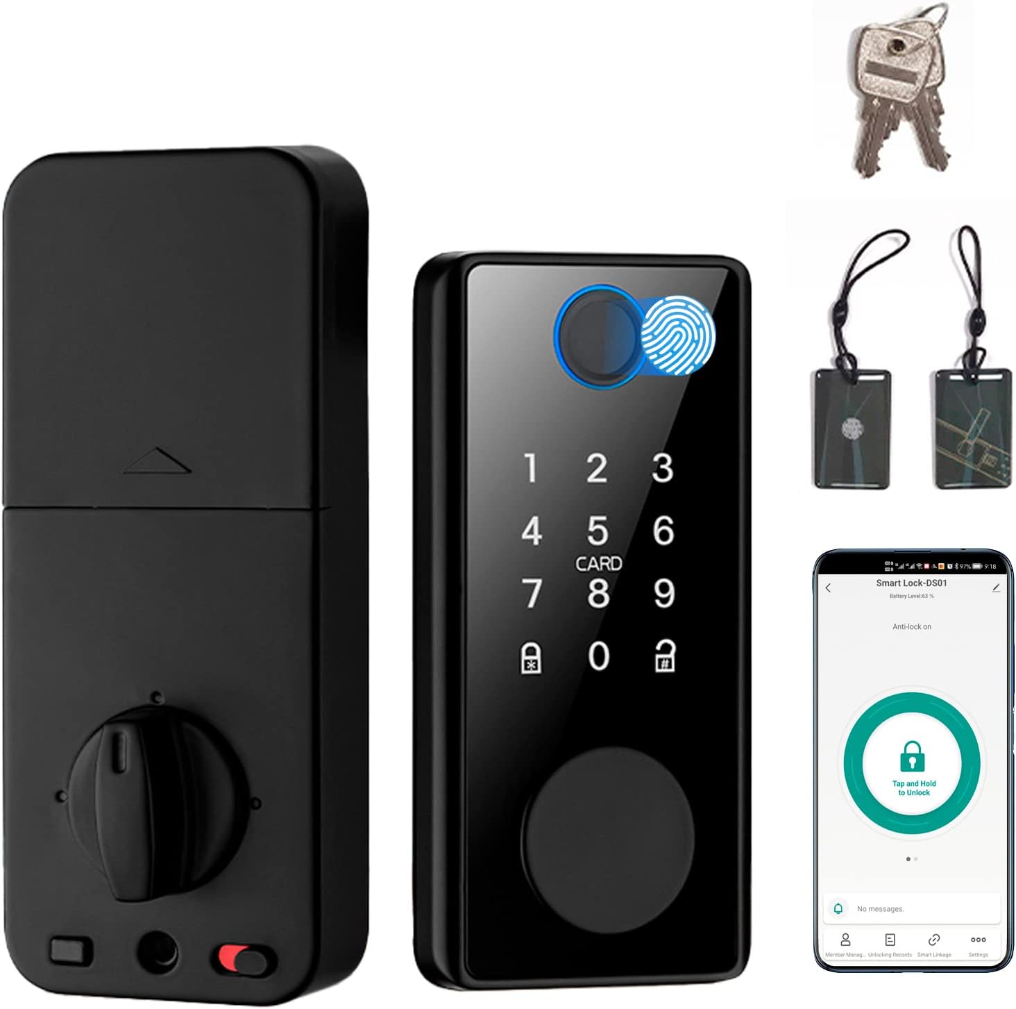 Amazon.com: Kweetle 5in1 Fingerprint Smart Code Door Lock for Front ...