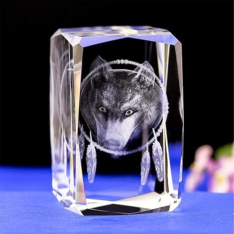 Uterstyle CRYSTAL GLASS WOLF FIGURE MODEL,3d laser etched crystal wolf ...
