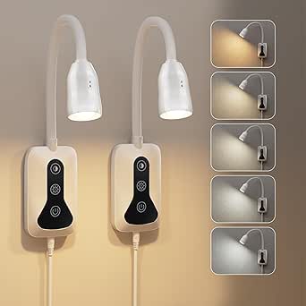 HUAEU 2 Pack Wall Mounted Headboard Reading Light, LED Dimmable Touch ...