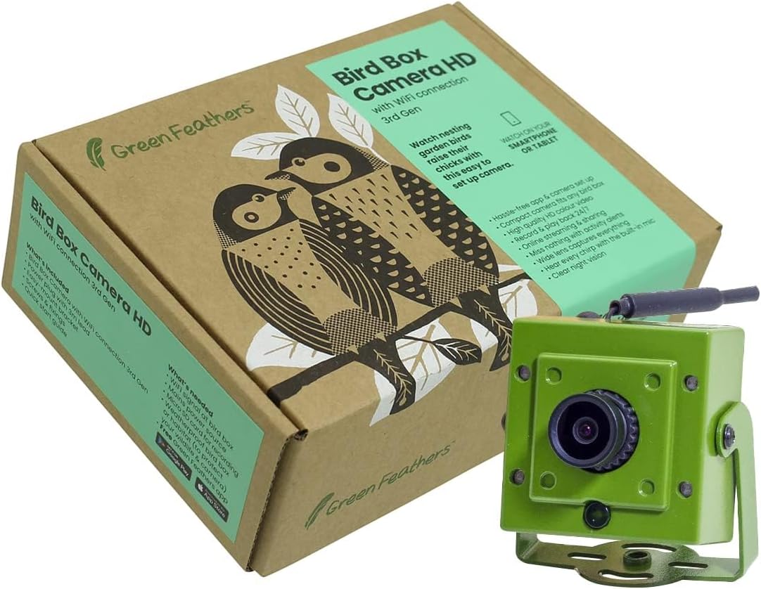 Green Feathers HD WiFi Bird Box Camera 3rd Gen (1080p Wi-Fi Camera ...