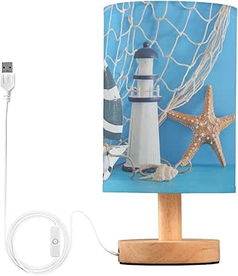 YYZZH Table Lamp Nautical Sailboat Lighthouse Starfish Seashell Fishnet ...