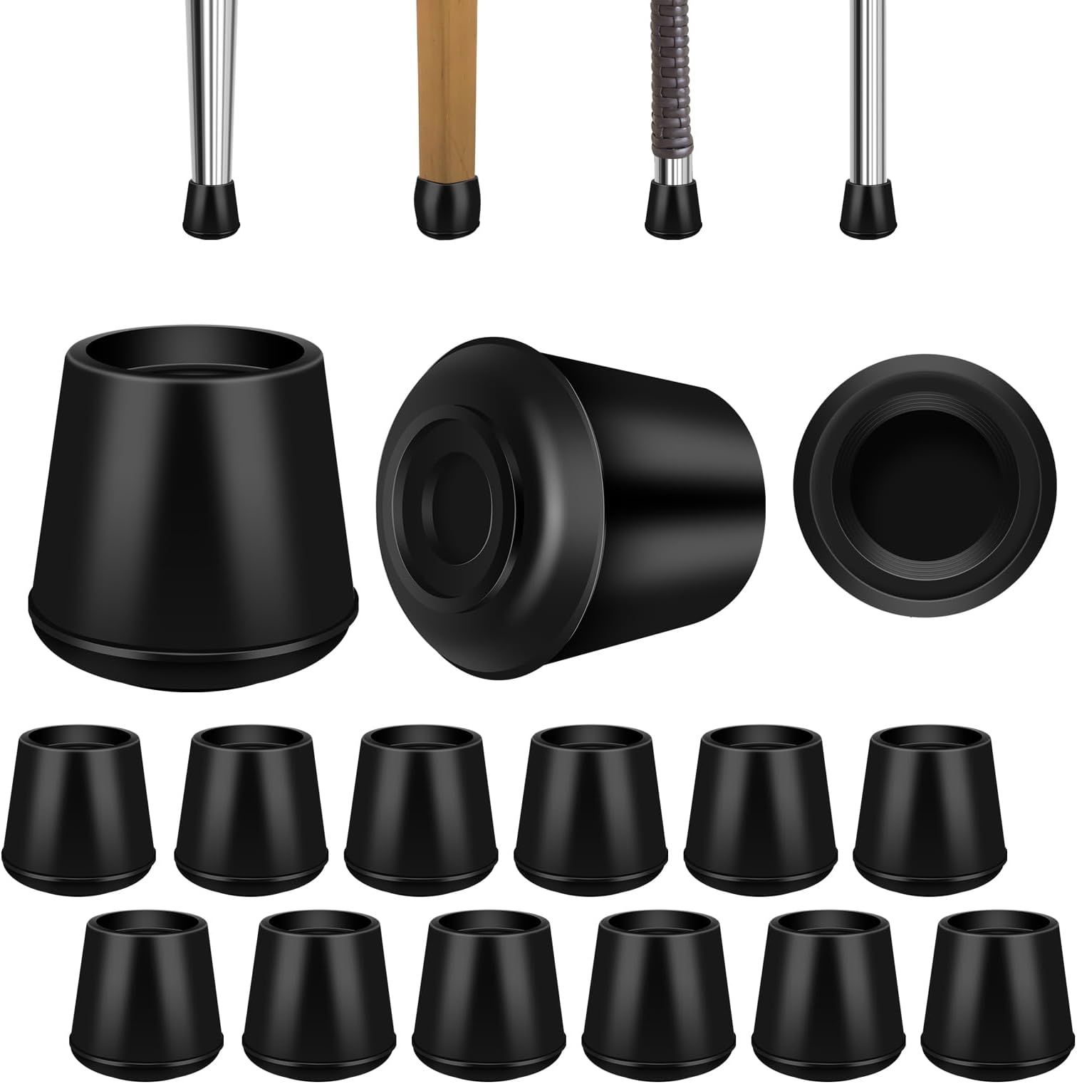 SoftTouch Rubber Leg Tip - (4 pieces), 3/4", Black - 4 Count (Pack of 1 ...