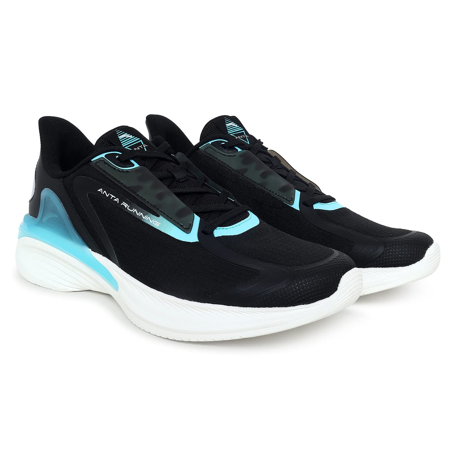 Buy ANTA Mens 812235565-2 Black Pool Blue Running Shoe - 9 UK ...