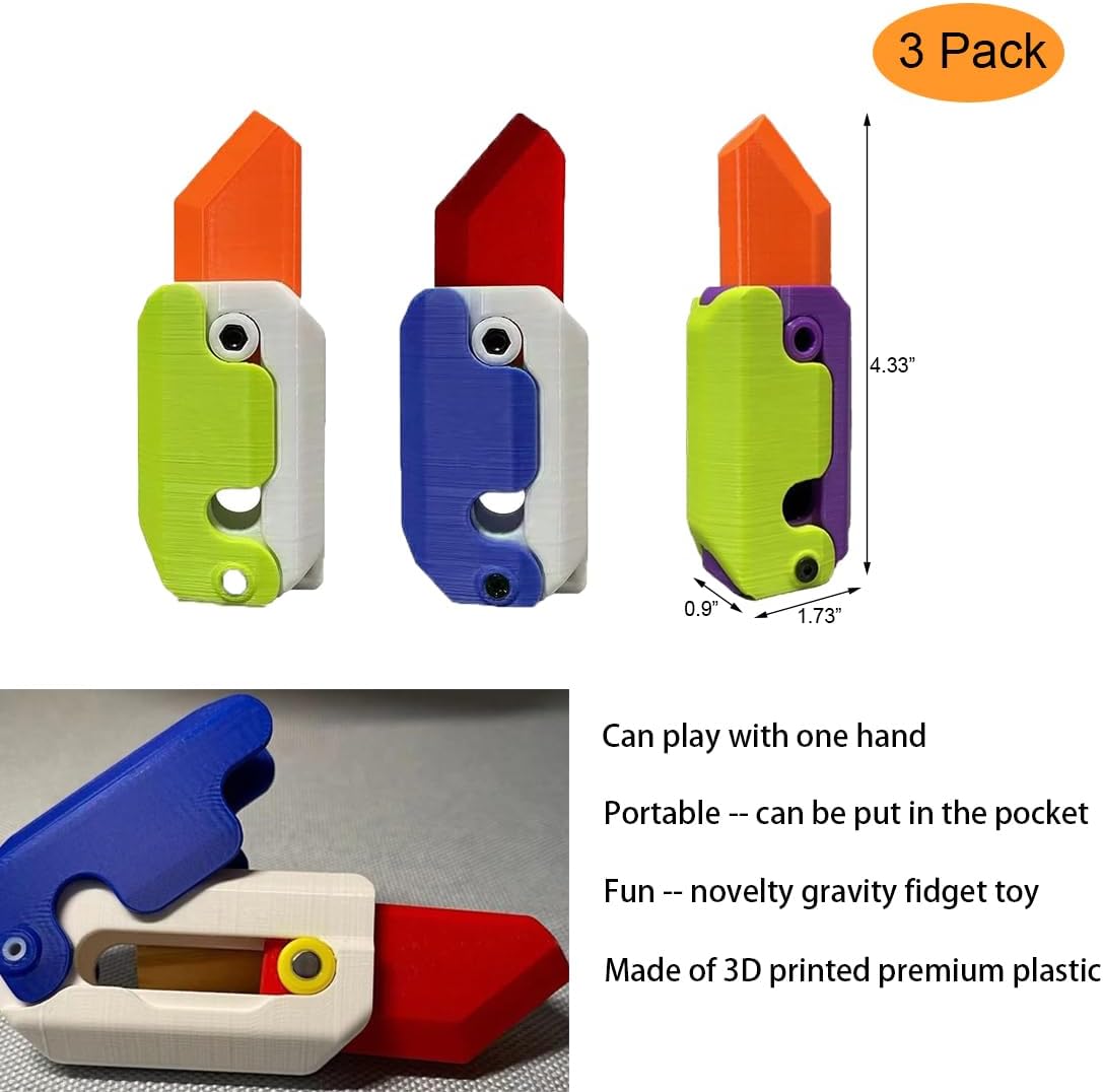 3 Pack Gravity Fidget Toys - 3D Printing Fidget Knife Toy for Adults ...