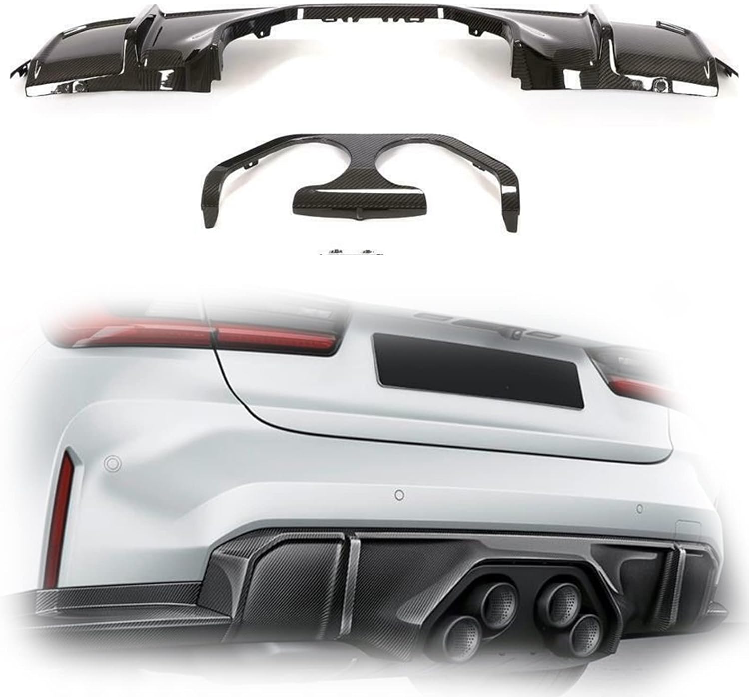 Real Dry Carbon Fiber Flap Board Spoiler Plate Cover Guard Splitter Kit ...