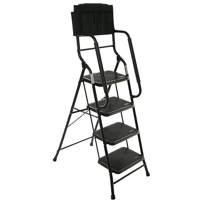 Buy EdMaxwell 4 Step Ladder with Handrails 500 lb Capacity Step Stool ...