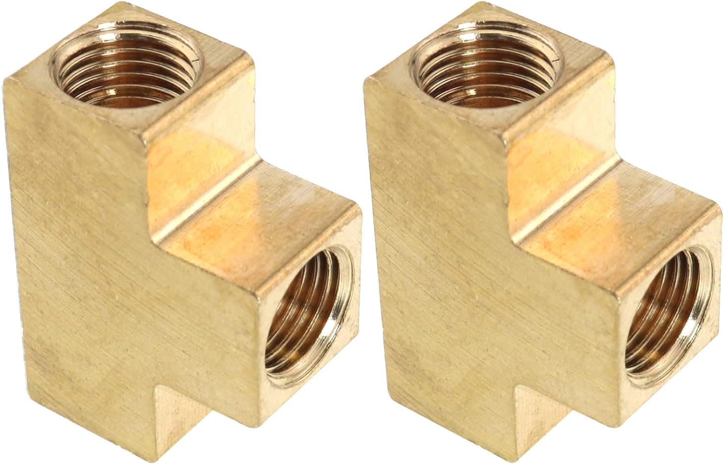 Amazon.com: Mutai 2Pcs Brass Barstock Tee, 3-Way T-Fittings Pipe ...