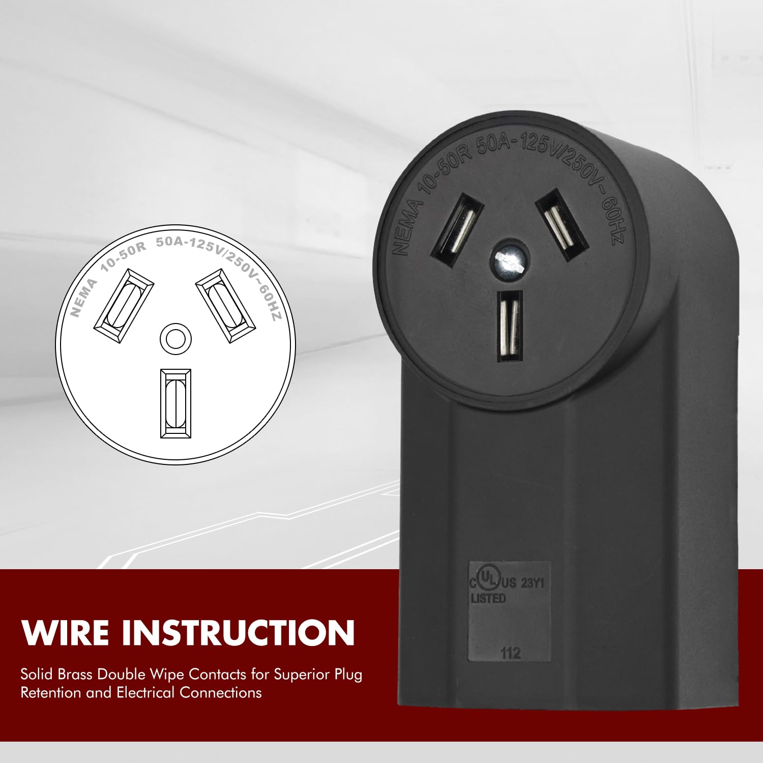 Snapklik.com : Micmi NEMA 10-50R Receptacle 3-Pole 3-Wire Surface Mount ...