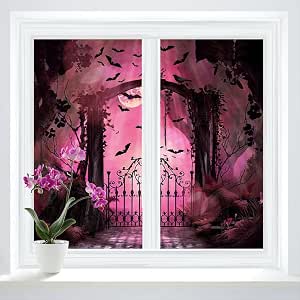 Brebasf Watercolor Mid Century Castle Bat Window Film,Fantasy Horror ...