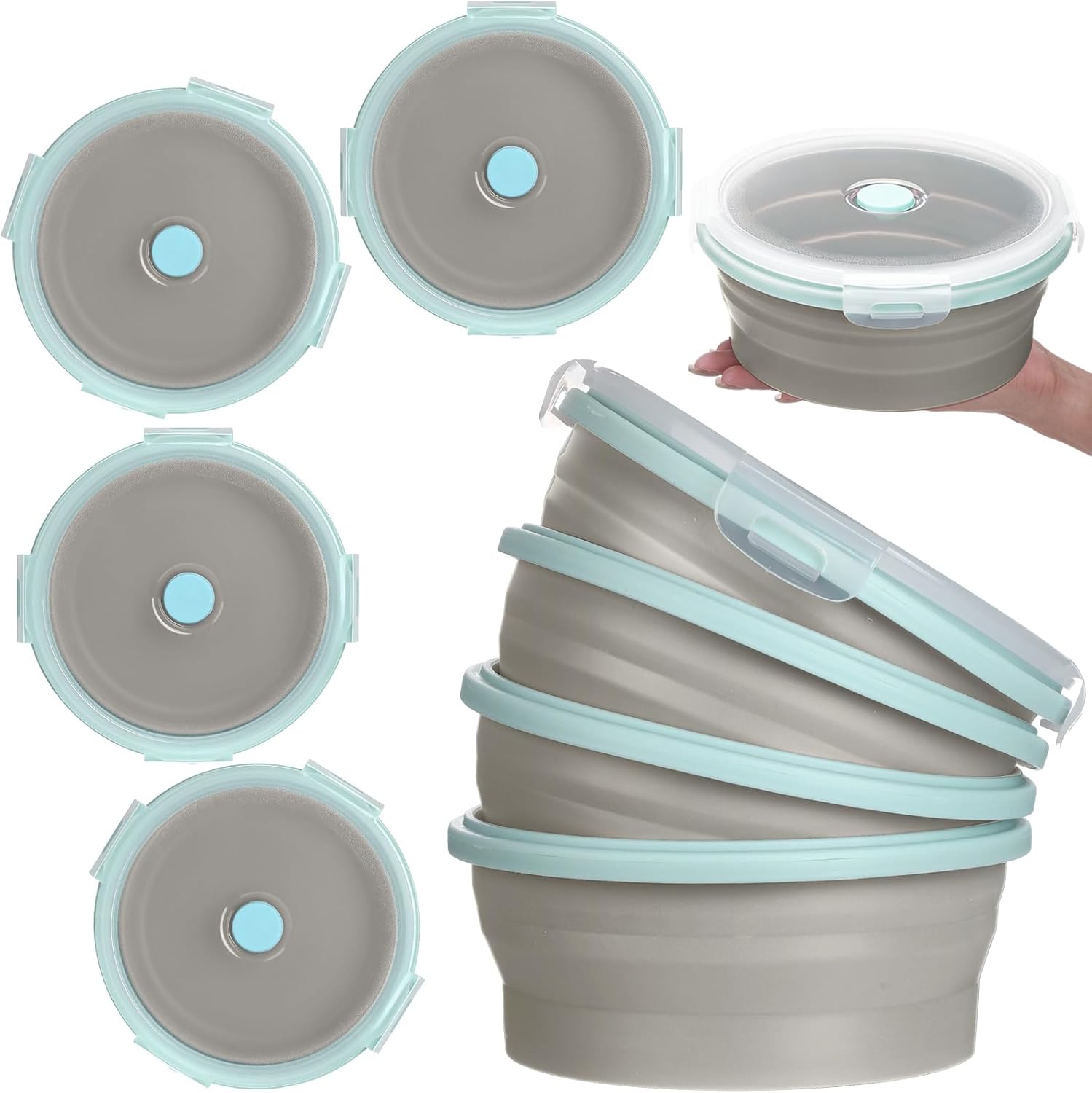 Amazon.com: Suclain 4 Pcs Camping Bowl with Lid Collapsible Silicone ...