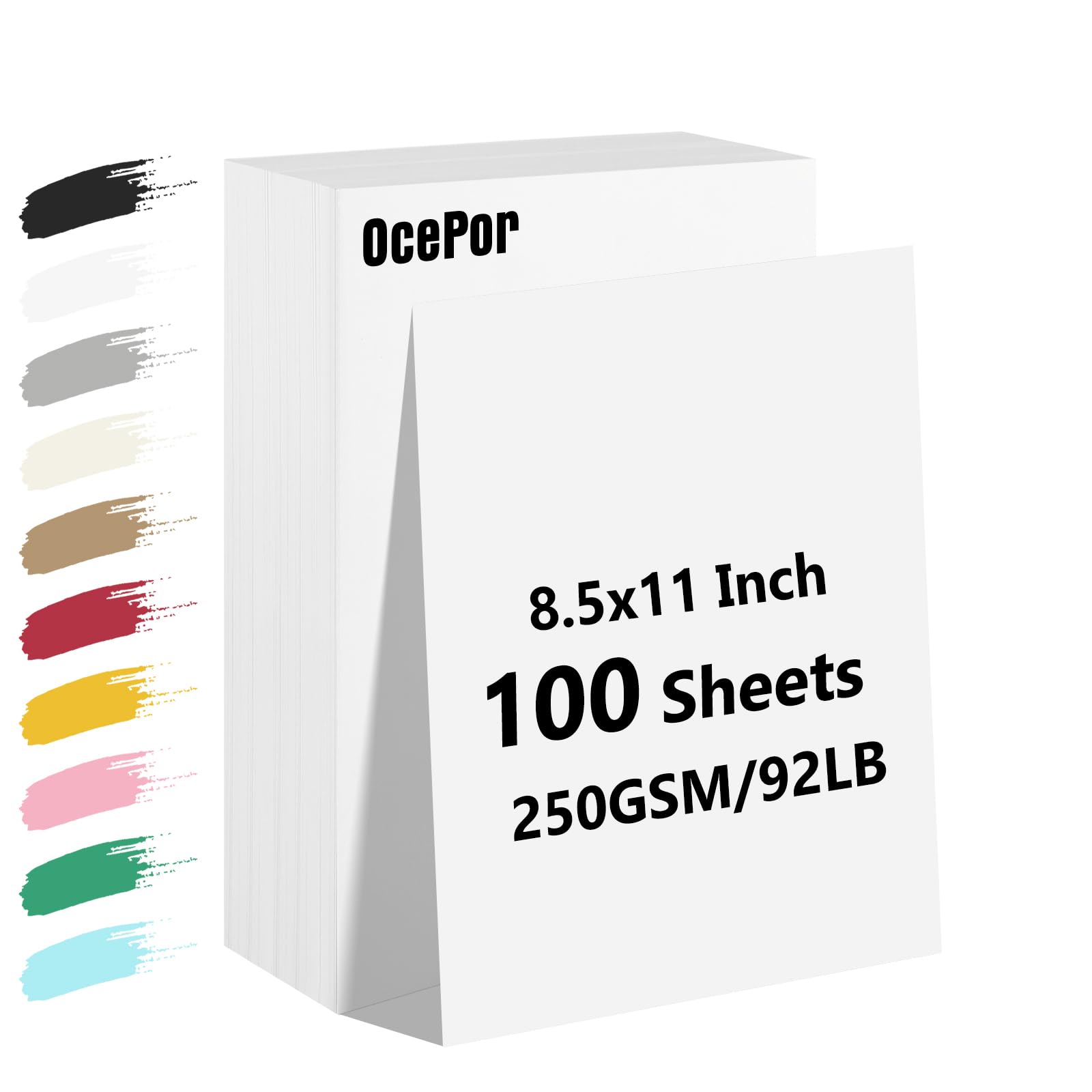 Amazon.com : 100 Sheets White Cardstock Paper, Colored Printer Paper 8. ...