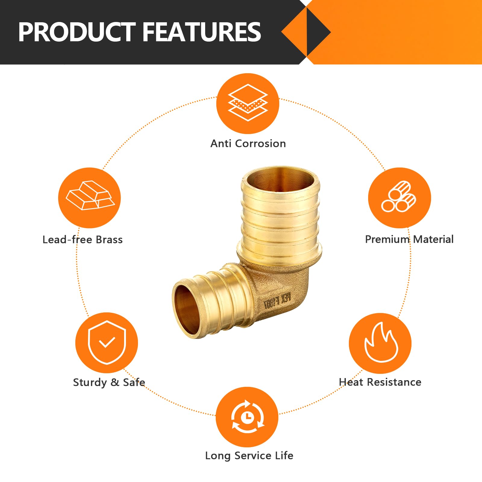 Snapklik.com : 5-Pack PEX Fittings, 3/4"x1" Pex Elbow, Brass Crimp ...