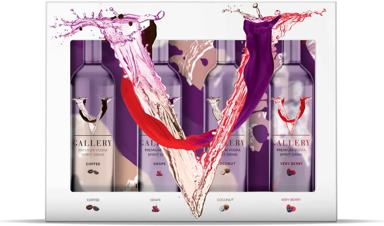 V Gallery Premium Flavoured Vodka Gift Set, 4 x 5 cl, Collection 2, 21% ...