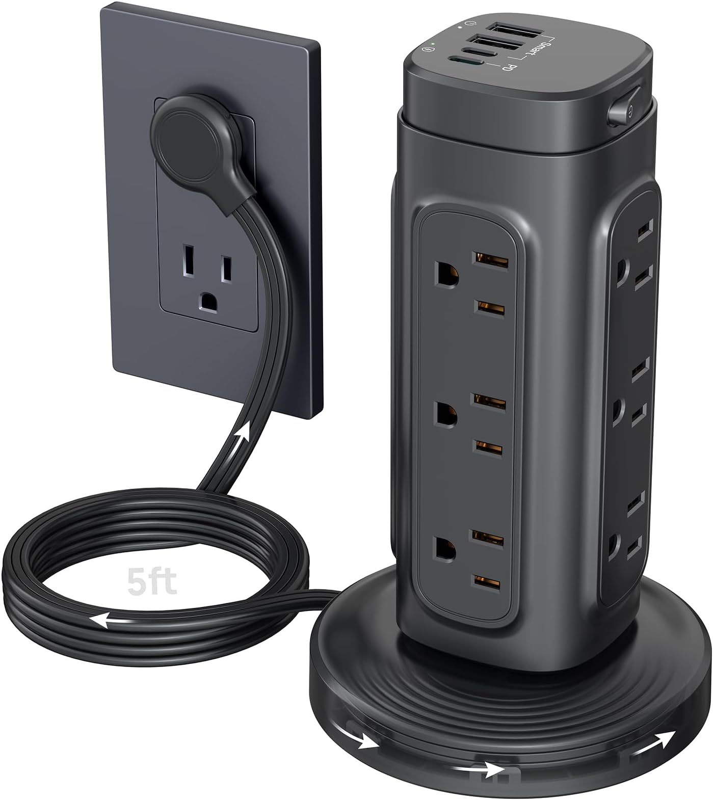 Amazon.com: PLUGTUL Power Strip Surge Protector 6FT, 4 Outlets, 980 ...