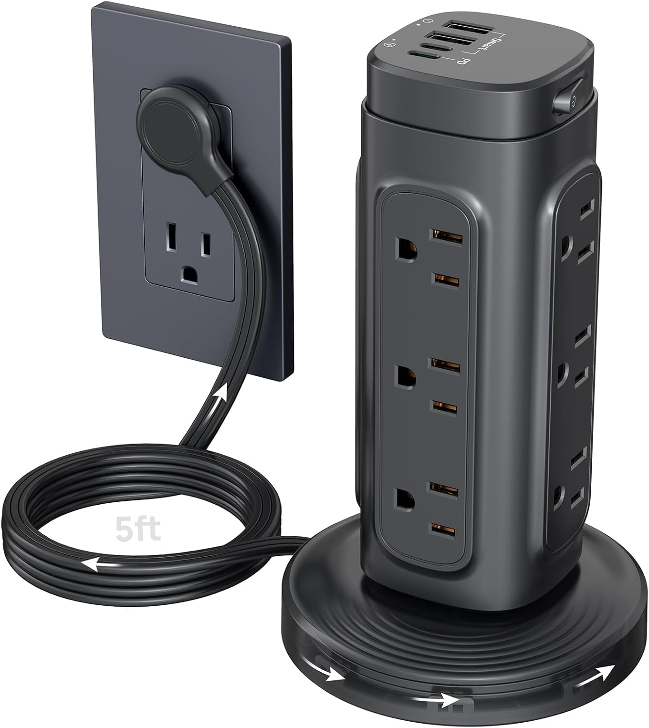 TROND Tower Power Bar Surge Protector with PD 20W USB C