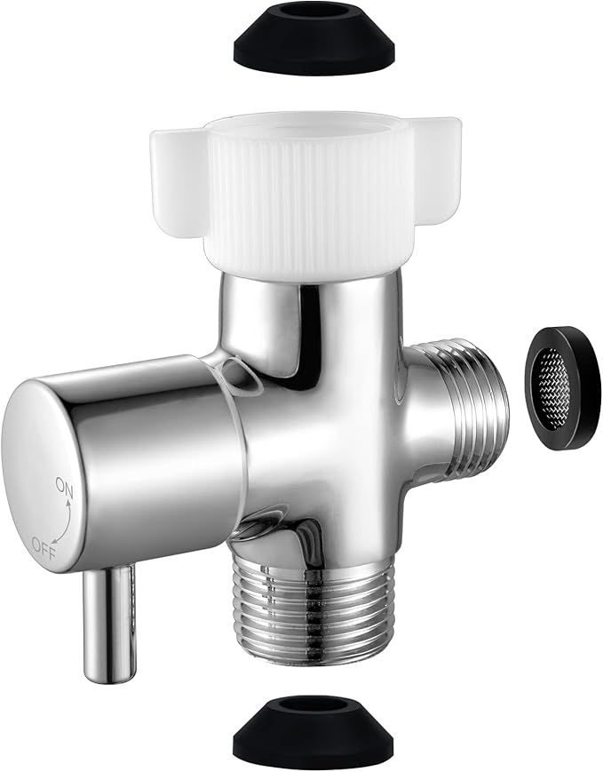 ARUMUR Brass Bidet T-Valve Toilet Adapter Connector with Easy Hand-Nut ...