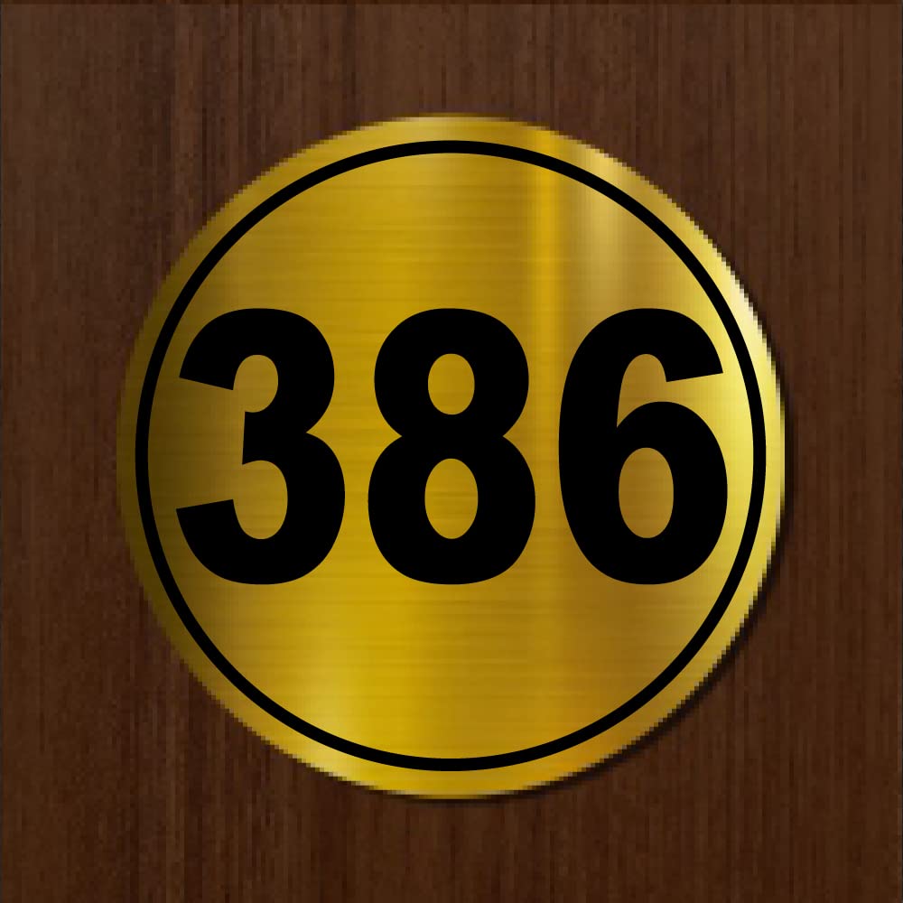 Number Plate 386 Laser cut Gold round round Acrylic smooth finish plate ...