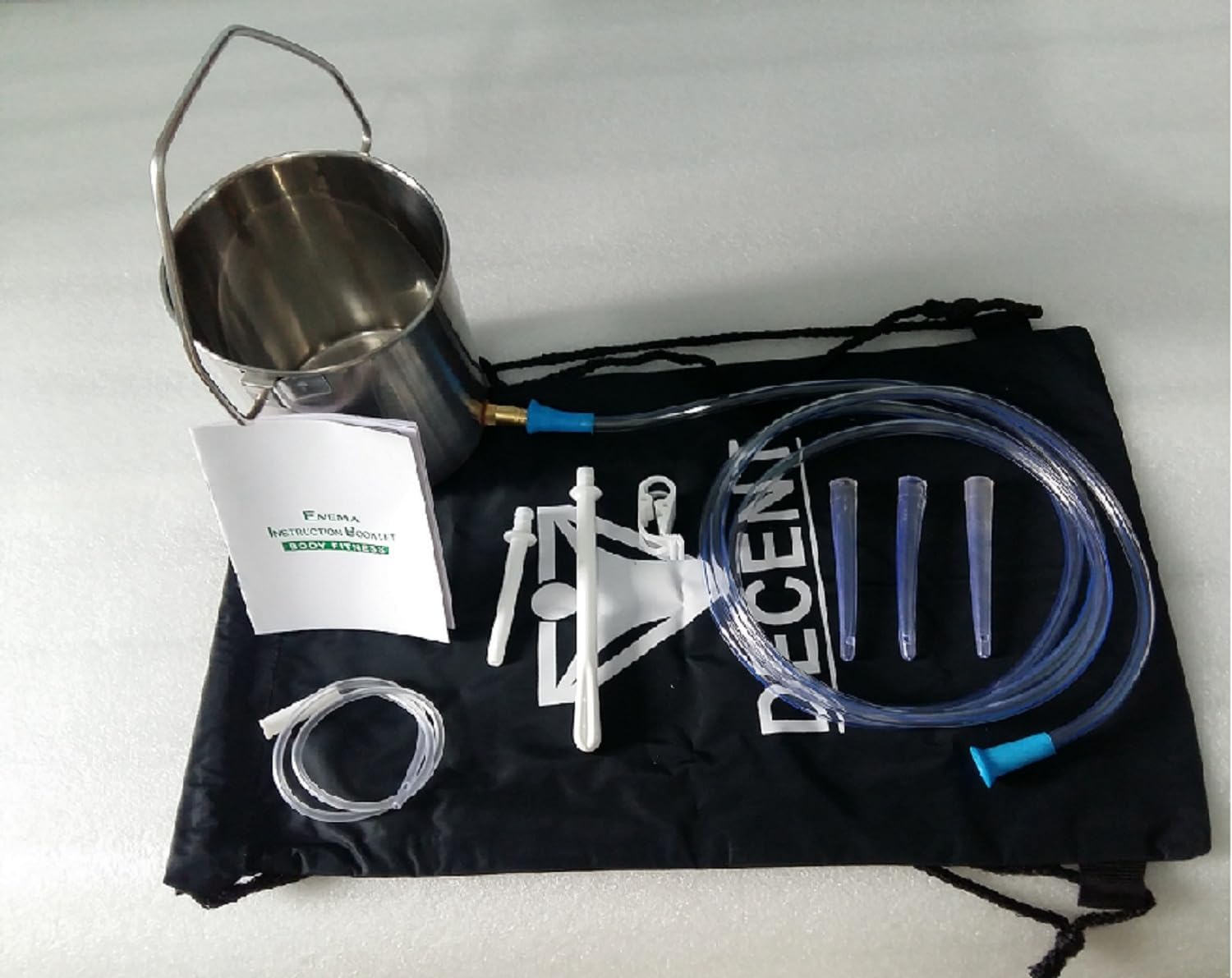 Amazon.com: Enema Douche Kit One Quart Stainless Steel Enema Bucket ...