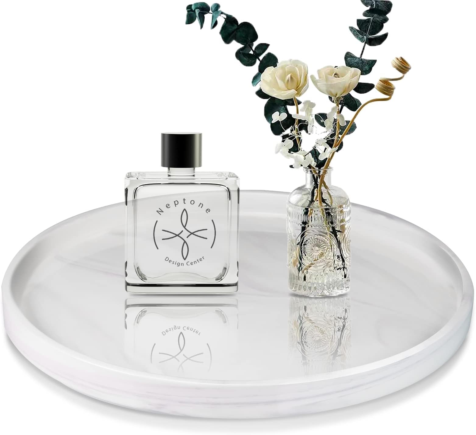 Amazon.com: Natural Marble Round Vanity Tray 10", Decorative Tray for ...