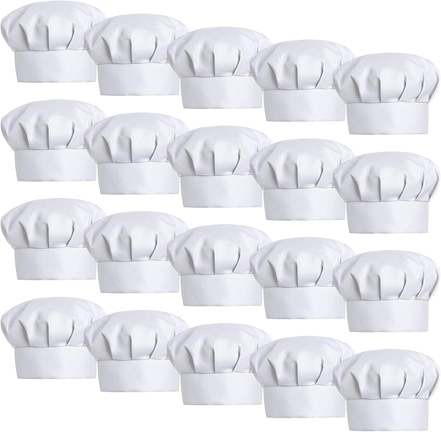 Amazon.com: 20 Pieces White Chef Hats,Elastic Cooking Hat Kitchen ...